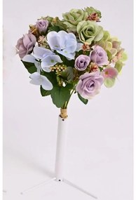 kytice mini růže, hortenzie 35 cm FIALOVO ZELENO MODRÁ - 35 cm