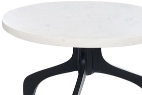 Odkládací stolek s mramorovou deskou bílý/černý TIHOI Beliani