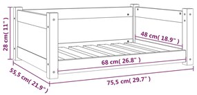 Pelíšek pro psy medově hnědý 75,5x55,5x28 cm masivní borovice