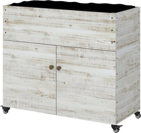 Dřevěný vyvýšený záhon Outsunny s ukládacím prostorem a kolečky, květinový box s fleecem pro zahradu a balkón, 110 x 50 x 95 cm, Bílý | Aosom