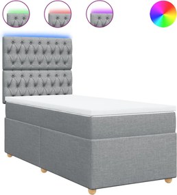 Box spring postel s matrací světle šedá 90x200 cm textil 3293470