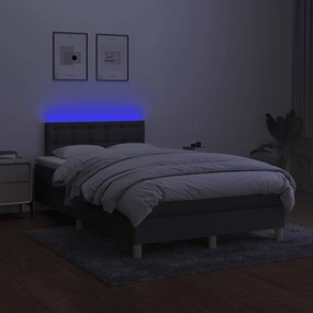 Box spring postel s matrací a LED tmavě šedá 120x190 cm textil 3270117