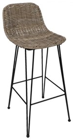 Ratanová barová stolička s kovovou podnoží Trace – 40x40x80 cm