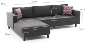 Hanah Home Pohovka KALE antracit levý roh 825BLC2719