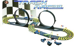 LEAN Toys Autodráha Track Racing – dvě autíčka, smyčky, napájecí zdroj, 565 cm