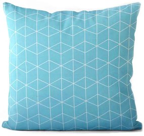 dekorativní geometrický povlak na polštář Cube turquoise 50x50cm Obraz