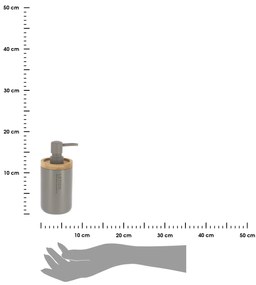 Dávkovač mýdla Loudis, šedá/s dřevěnými prvky, 280 ml