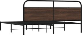 Kovový rám postele bez matrace hnědý dub 183 x 213 cm 3318657