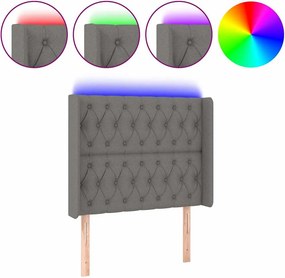 Čelo postele s LED tmavě šedé 93 x 16 x 118/128 cm textil 3124367
