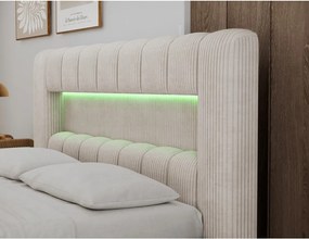 Béžová čalouněná dvoulůžková postel s úložným prostorem s roštem 180x200 cm Lamica – ELTAP