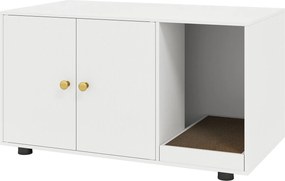 Costway Skříňka na kočičí toaletu se škrábací podložkou, bílá