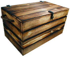 Dřevěná bedýnka na hračky - uzavíratelná 60x36x33cm seversky smrk - Opalovaná