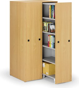 Velkokapacitní skříň s výsuvnými regály, 989 x 846 x 2000 mm, buk