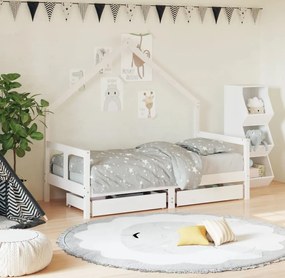 vidaXL Dětská postel se zásuvkami 80x160 cm masivní borové dřevo [834545] Barva: Bílá