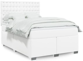 Box spring postel s matrací bílá 160x200 cm umělá kůže 3290729