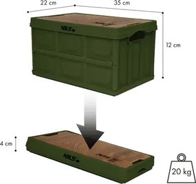 NILS Camp NCB4007 Skládací přepravka s dřevěným víkem 2v1 9L zelená