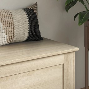 HOMCOM Dřevěný Úložný Truhla, Hračková Truhla s Bezpečnostním Pántem, pro Obývací Pokoj a Předsíň, 80 x 40 x 45 cm, Přírodní Dřevo