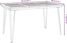 vidaXL Zahradní stůl s nohami typu hairpin 140x80x75 cm masivní akácie [319519]