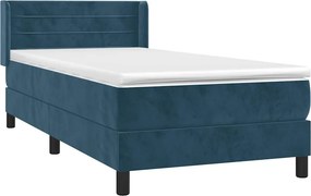 Box spring postel s matrací tmavě modrá 90x200 cm samet 3131001