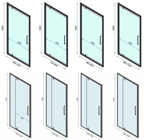 Rea Rapid Swing, 3-stěnový sprchový kout 70 (dveře) x 100 (stěna) x 195 cm, 6mm čiré sklo, černý profil, KPL-009948