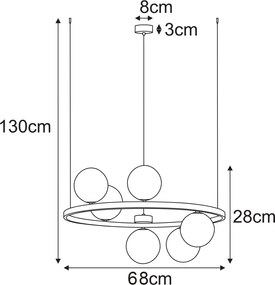 Lustr do obýváku Kaja MONZA K-5703 černá barva 6xG9