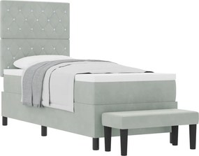 Postel s boxspringem s polštářem Světle šedá 200 x 80 cm samet 3344408