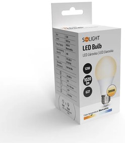 SOLIGHT LED žárovka klasický tvar A60 12W, E27, 3000K, 270°, 1020lm