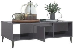 Konferenční stolek šedý vysoký lesk 103,5x60x35 cm dřevotříska - Default Title