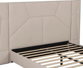 Postel ALTESA 160x200 s roštem a LED osvětlením, béžová Velvet látka Kondela 0000408415