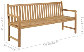 vidaXL Marketos Zahradní lavice s antracitovou poduškou 175 cm masivní teak