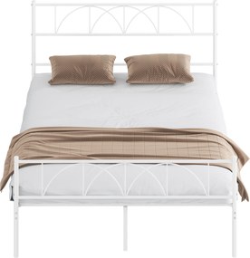 HOMCOM Postelový rám 140x190 cm s čelem, ocelovým roštem, úložným prostorem pod postel