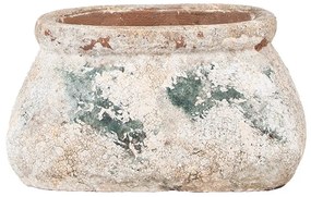 Dekorativní béžovo-zelený antik terakotový květináč Teracci - 17*13*9 cm