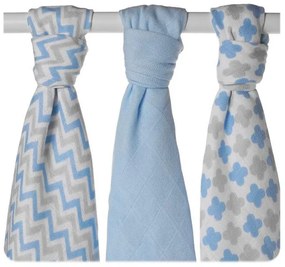 Kikko Bambusové pleny 70 x70 cm 3 ks různé barvy Scandinavian Baby Blue