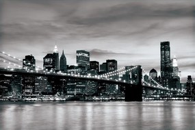 Postershop Fototapeta: Brooklyn Bridge (černobílý) - 184x254 cm