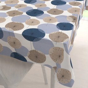 Biante Bavlněný obdélníkový ubrus Sandra SA-446 Modro-hnědé designové pampelišky 100x140 cm