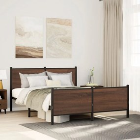 Kovový rám postele bez matrace hnědý dub 140 x 190 cm 3301369