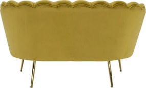 Lavice ve stylu Art-deco, hořčicová Velvet látka / gold chrom-zlatý, NOBLIN