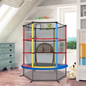 Costway Zahradní trampolína Ø 140 cm s ochrannou sítí trampolína pojme – barvitý