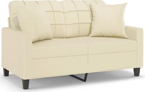 2místná pohovka s polštáři krémová 120 cm umělá kůže 3200799