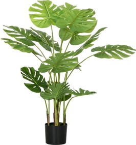 HOMCOM Umělá rostlina Monstera 120cm s květináčem a PE mechem, klamně skutečná pro obývací pokoj a dekorace v zelené barvě | Aosom.de