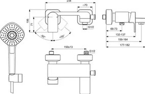 Ideal Standard Edge - Vanová baterie s příslušenstvím | chrom