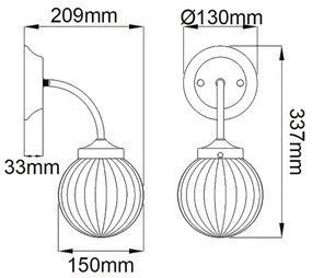 Elstead DL-COSMOS1 - Nástěnné svítidlo COSMOS 1xE14/60W/230V bílá/mosaz