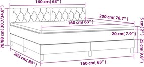 Box spring postel s matrací tmavě šedá 160x200 cm samet 3141492