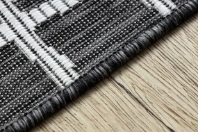 Dywany Łuszczów, Kusový koberec Sion Sisal Trellis 22144 black/ecru – na ven i na doma, 140x190, šedá, chodba / předsíň
