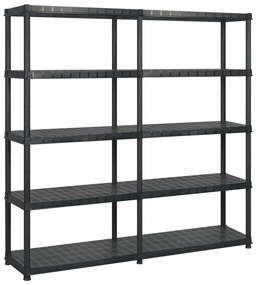 Úložný regál 5patrový černý 183 x 45,7 x 185 cm plast 3059854