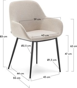Krémové čalouněné jídelní křeslo Konna – Kave Home