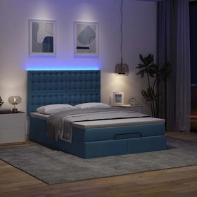 Osmanský rám postele s matrací modrá 140x200cm textil 3314182