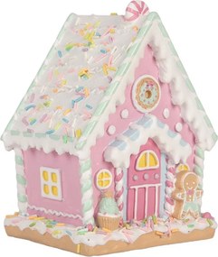 Kouzelná růžová perníková chaloupka Pastel Christmas Chic - 13*10*16 cm