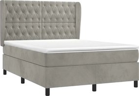 Box spring postel s matrací světle šedá 140x200 cm samet 3129393
