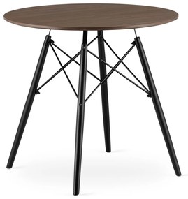 LEOBERT Moderní skandinávský konferenční stolek, hnědá kulatá deska, 80 cm
